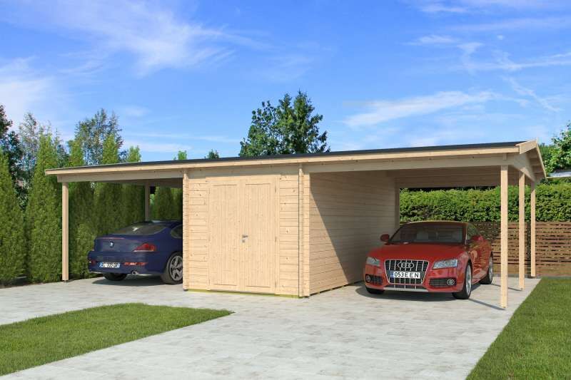Holz Carport Mit Schuppen