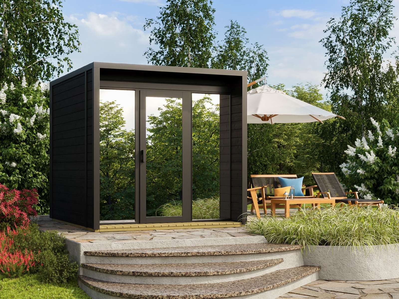 Fjordholz Saunahaus Modell Box S schwarz online bestellen